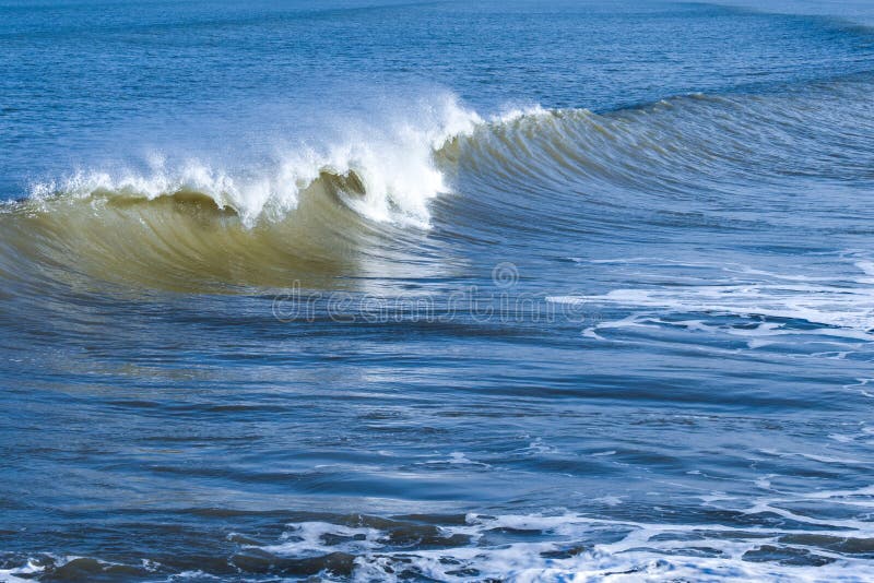 A Single Wave Breaks with White Water in the Ocean Stock Image - Image ...