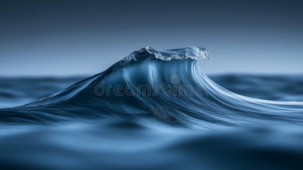 A Single Wave Crest in a Deep Blue Ocean Stock Illustration ...