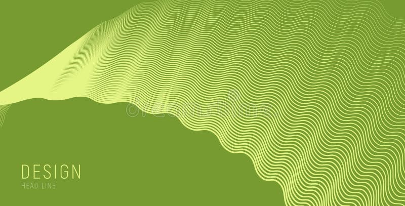 Single Wave Made of Wavy Lines Pattern on Green Background Stock Vector ...