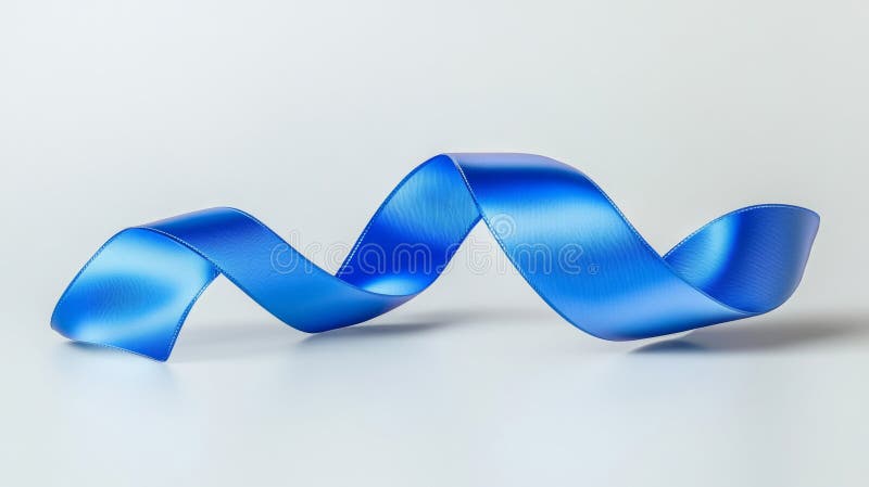 Single Wavy Blue Ribbon on a White Background with Smooth and Shiny ...
