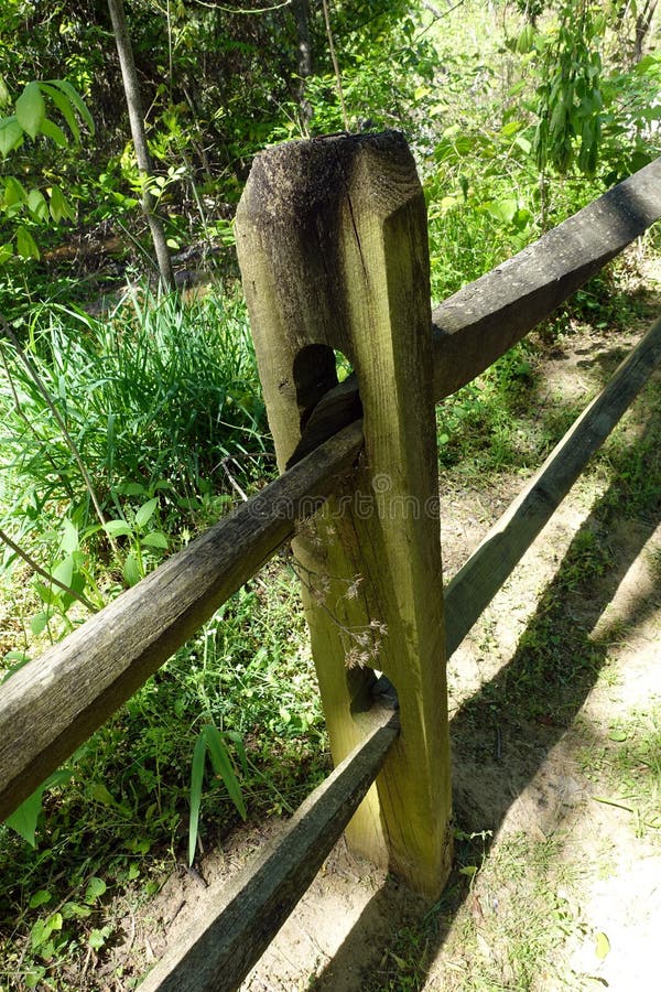 A Single Weathered Wooden Fence Post Stock Image - Image of grass ...