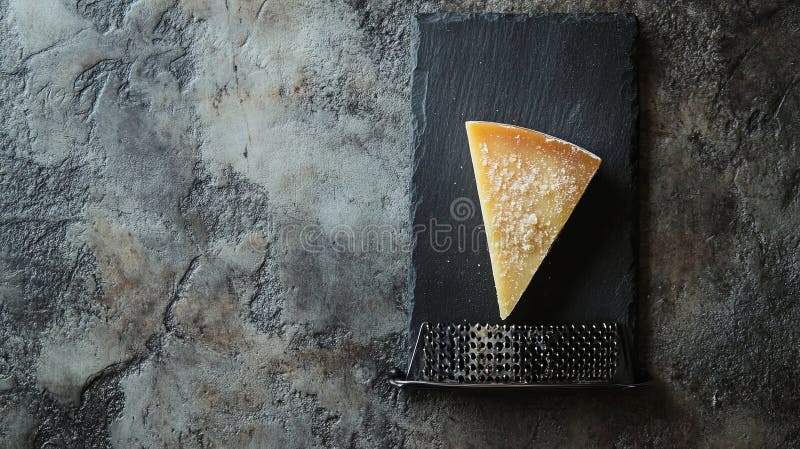 A Single Wedge of Parmesan Cheese Styled on a Slate Board with a Stock ...