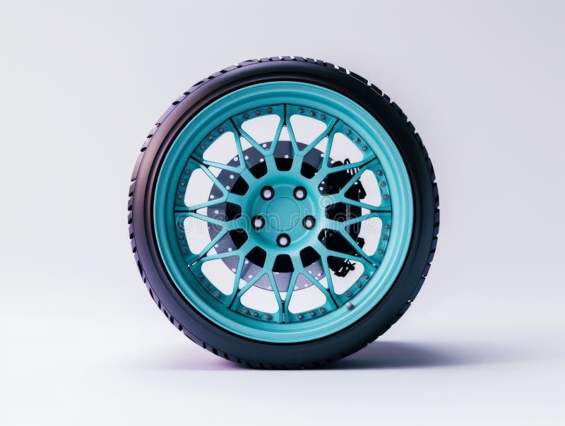 Single Wheel Stands Alone Against White Backdrop Stock Image - Image of ...