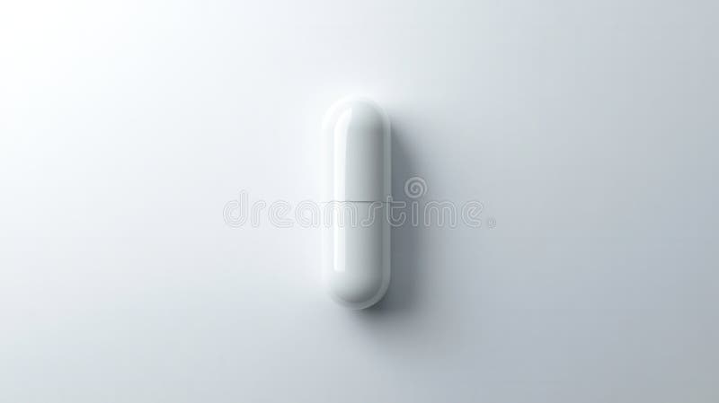 Single White Capsule on a Pristine White Background Featuring Hyper ...