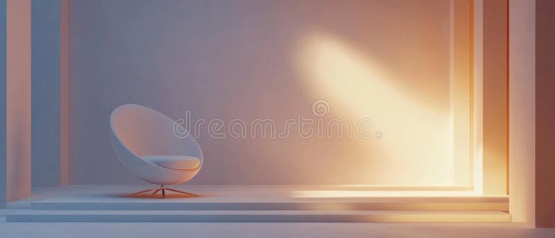 A Single White Chair Sits Atop a Minimalist White Platform Stock Photo ...