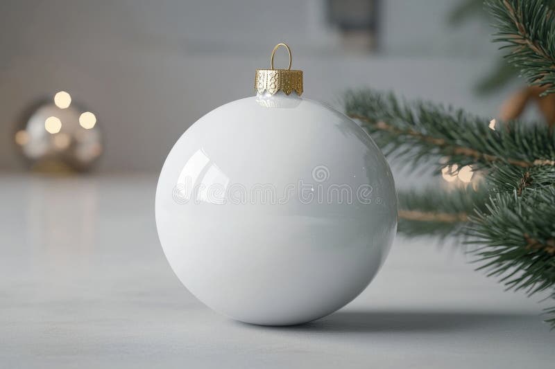 A Single White Christmas Ornament Sits on a Table, Ready for Decoration ...