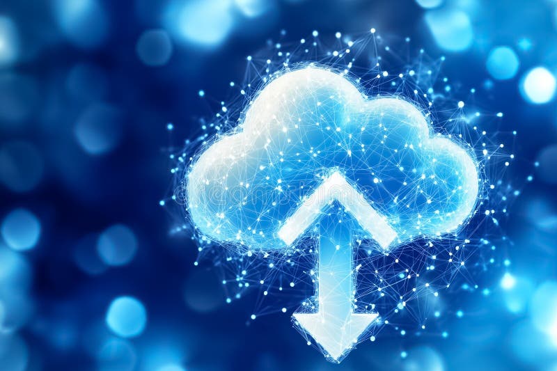 A Single White Cloud Features a Digital Upload Arrow Symbolizing Data ...