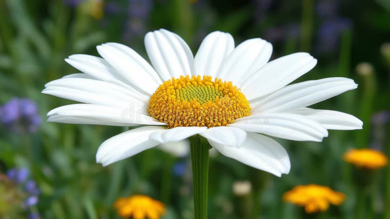 A Single White Daisy Flower Blooms Brightly Stock Illustration ...