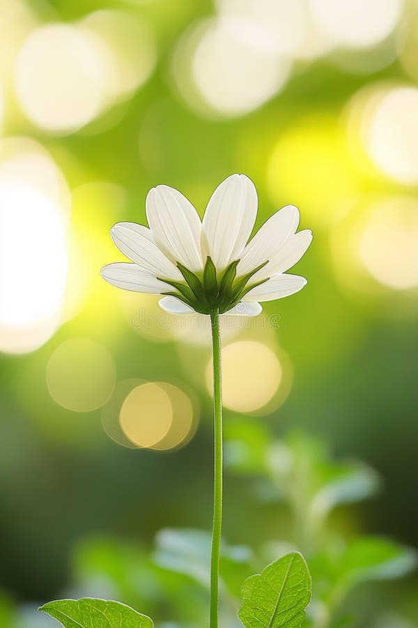 Single White Daisy with Soft Green and Yellow Bokeh a Macro Image of ...