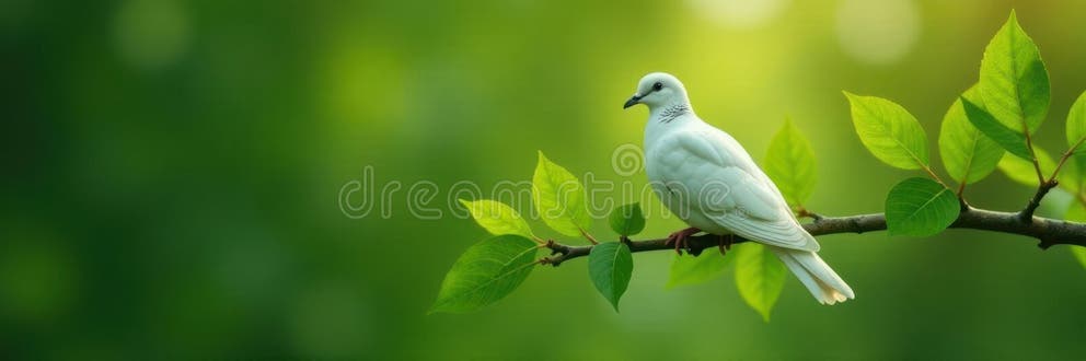 Single White Dove Resting on a Leaf Laden Branch , Bird, Macro Stock ...