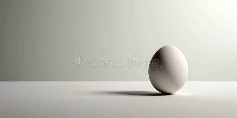 The Single White Egg Standing on a Smooth Surface Casting a Shadow ...