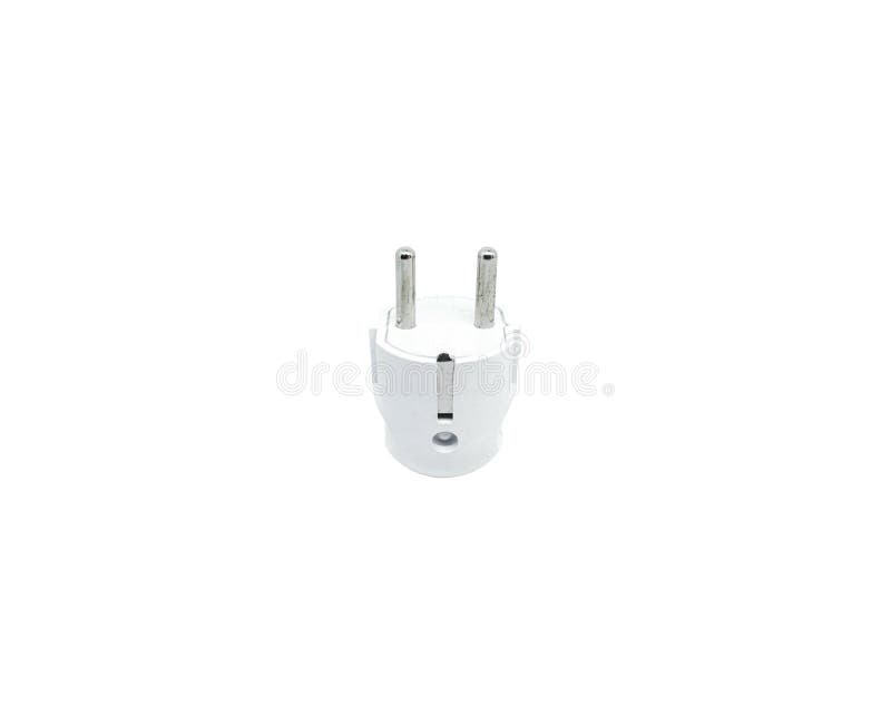 Single White Electric Plug without Cable Isolated on White Background ...