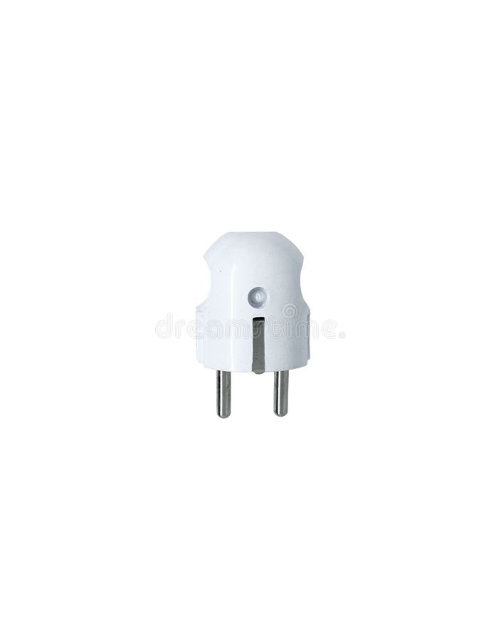 Single White Electric Plug without Cable Isolated on White Background ...