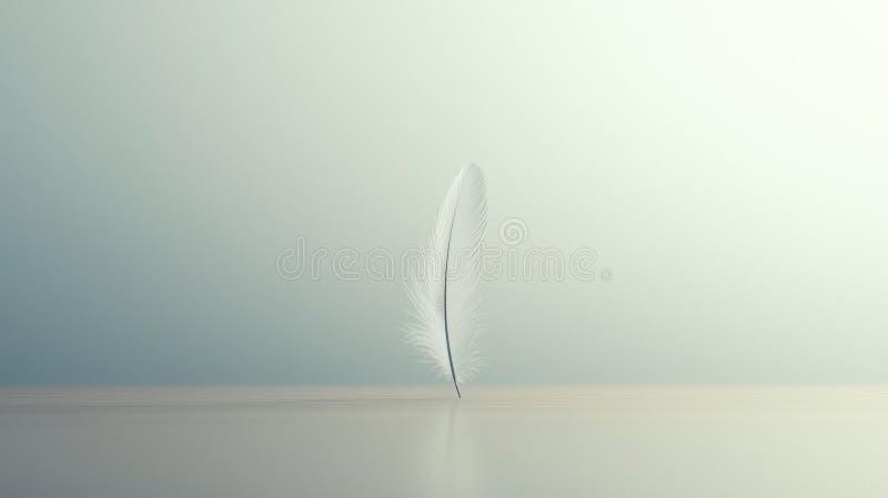 A Single White Feather on a Calm Body of Water. Stock Photo - Image of ...