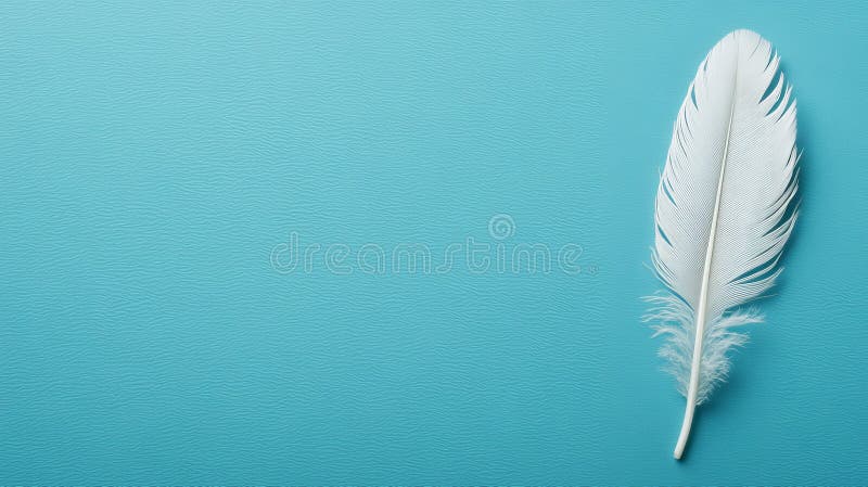 A Single White Feather is Depicted Falling Gently Against a Blue ...