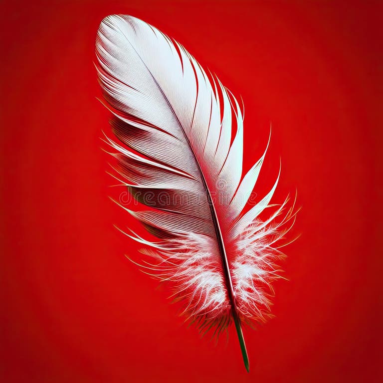 Single White Feather on Red Canvas Stock Illustration - Illustration of ...