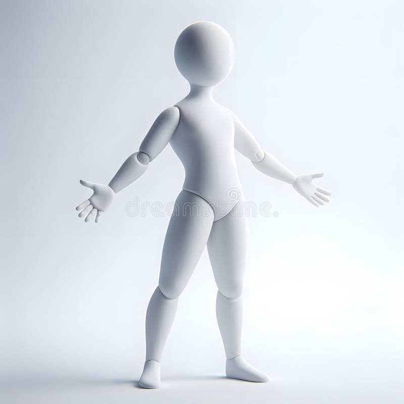 A Single White, Featureless Figure Standing with Arms Outstretched ...
