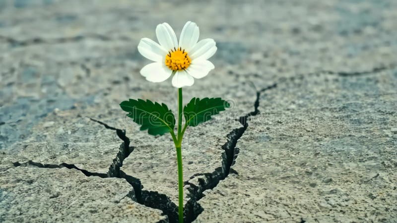 Flower Growing through Cracked Concrete Stock Video - Video of survival ...