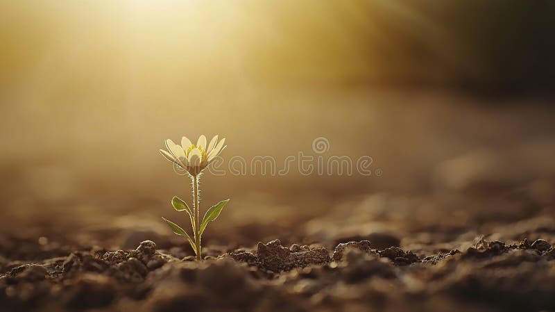 A Single White Flower Emerging from the Earth - a Symbol of Hope and ...