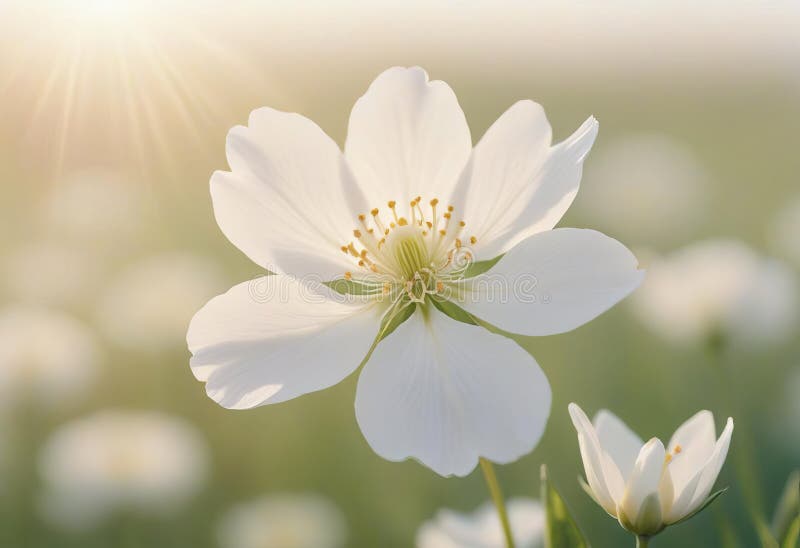A Single White Flower in a Field of White Flowers Stock Illustration ...