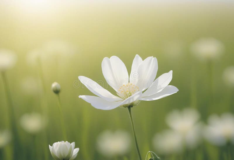 A Single White Flower in a Field of White Flowers Stock Illustration ...