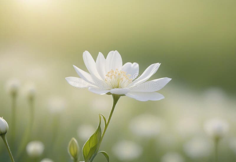 A Single White Flower in a Field of White Flowers Stock Illustration ...