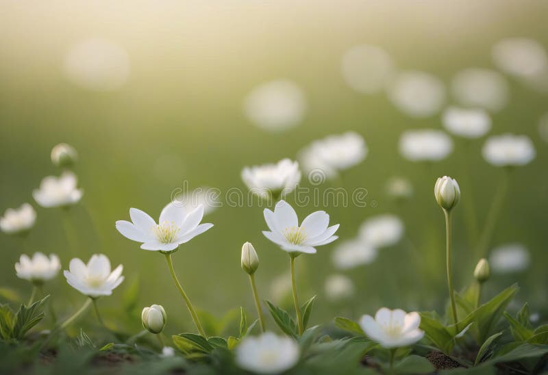 A Single White Flower in a Field of White Flowers Stock Illustration ...