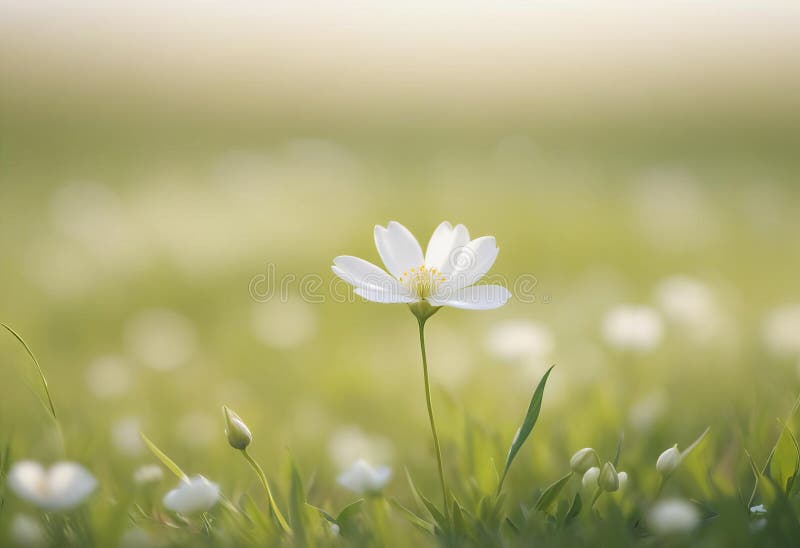 A Single White Flower in a Field of White Flowers Stock Illustration ...