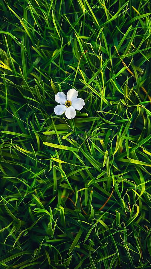 A Single White Flower in the Grass Stock Photo - Image of plant ...