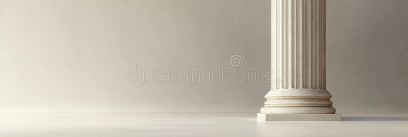 Single White Ionic Column Standing in Empty Room with Beige Background ...