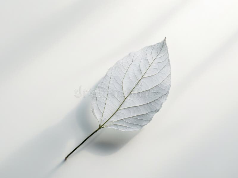Single White Leaf CloseUp on Bright Surface with Natural Light ...