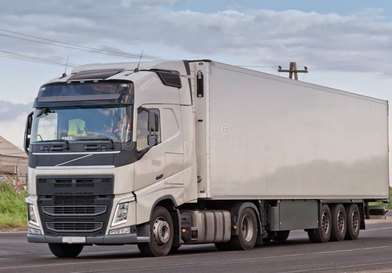 White Lorry with White Trailer Stock Photo - Image of motion, line ...