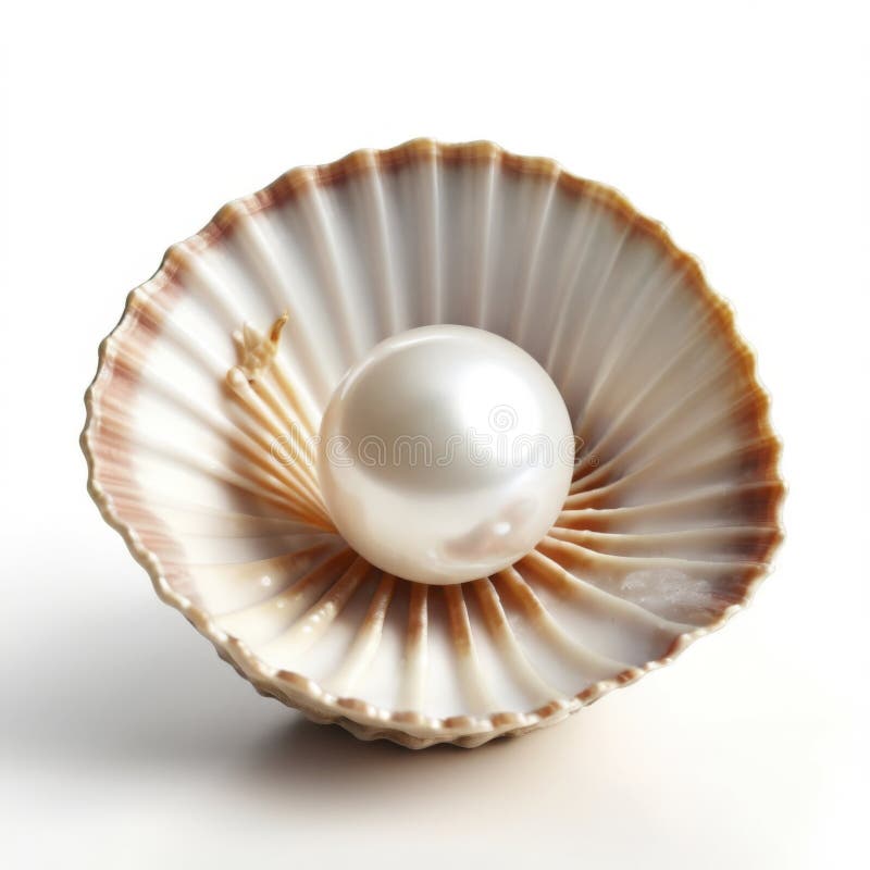 Single White Pearl Resting in an Open Seashell, Evoking an Image of ...