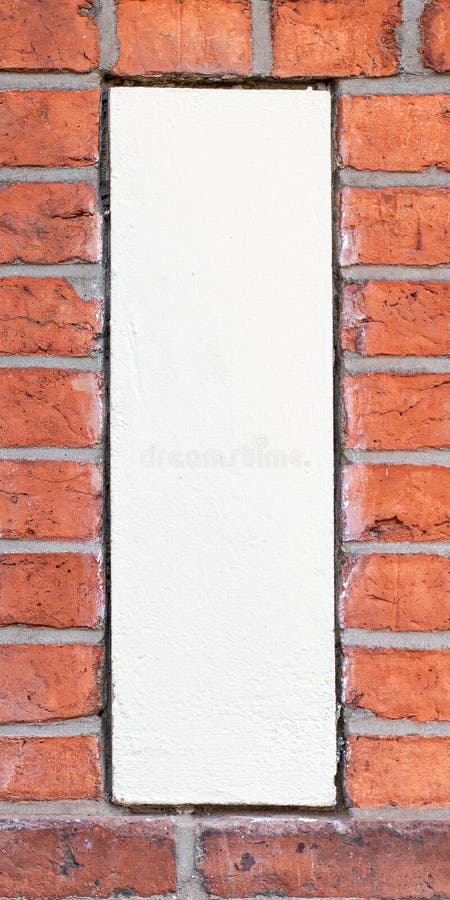 Single White Plaster Block in Brick Grid, Minimal Architecture Detail ...