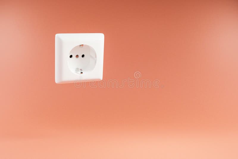 Single White Power Socket Floating in the Air Over Infinite Orange ...