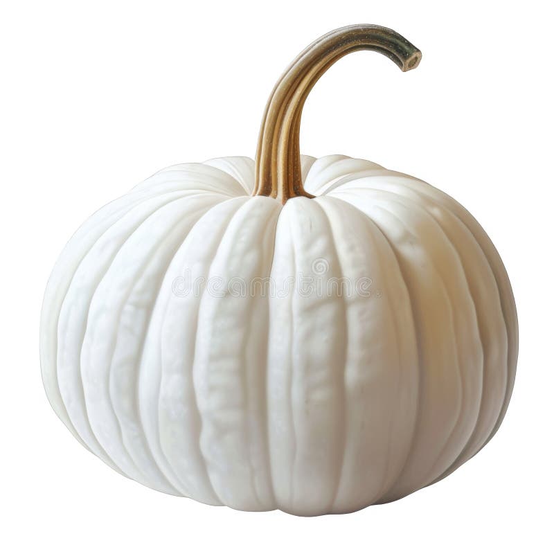 A Single White Pumpkin with a Brown Stem Stock Image - Illustration of ...