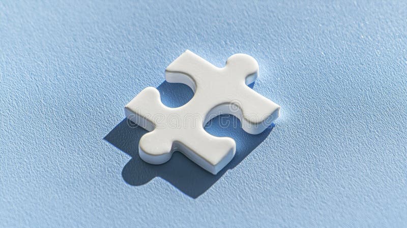 Isolated White Puzzle Piece on a Light Blue Background Symbolizing ...