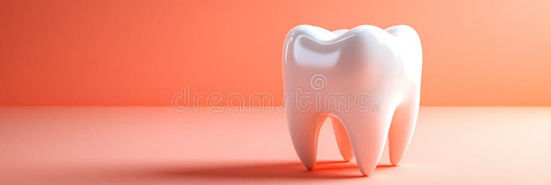 A Single, White, Realistic 3D Render of a Healthy, Shiny Tooth Isolated ...