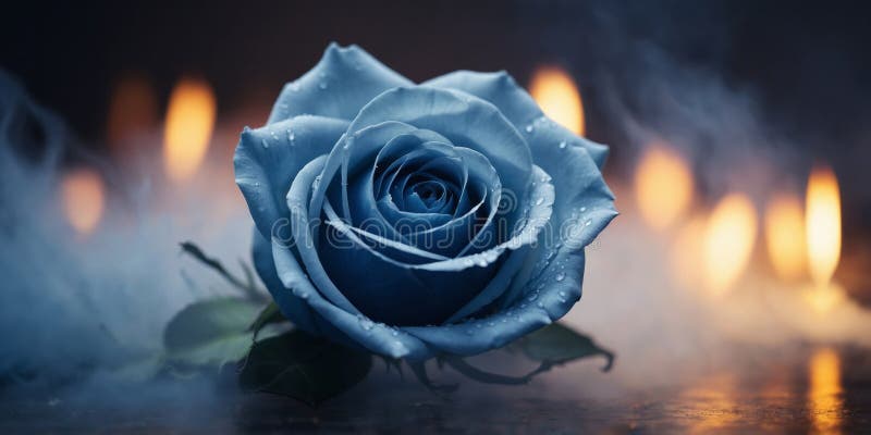A Single White Rose Surrounded by Blue Smoke. Stock Photo - Image of ...