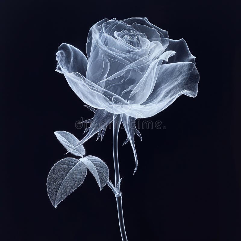 Single White Rose Translucent Against a Black Background Giving the ...