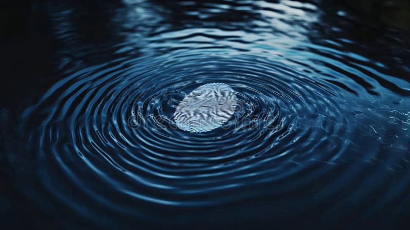 A Single, White, Round Stone Floats on Still Blue Water, Creating ...