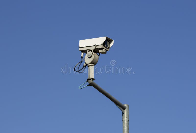 Single White Security Camera Stock Image - Image of camera, industry ...
