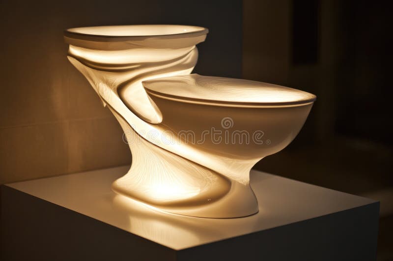 A Single White Toilet Sits Atop a White Table Stock Photo - Image of ...