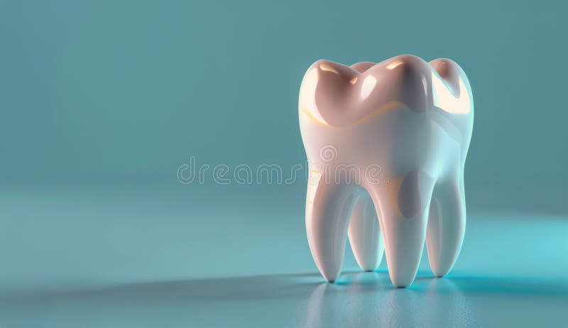 A Single White Tooth Model on a Blue Surface Stock Photo - Image of ...