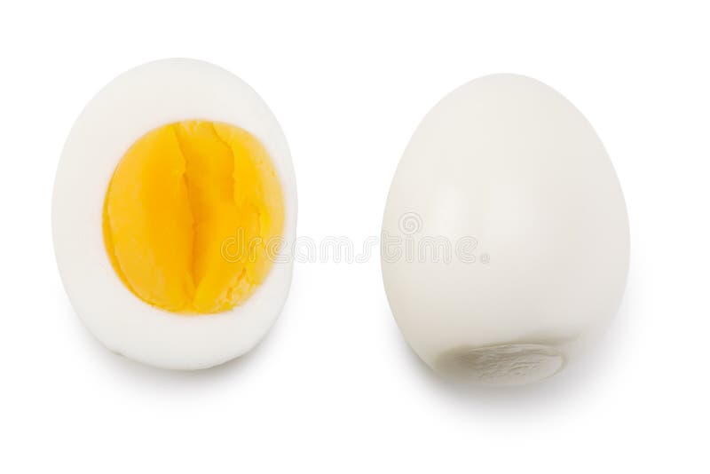Single Whole Boiled Egg with Halved Egg Isolated on a White Background ...