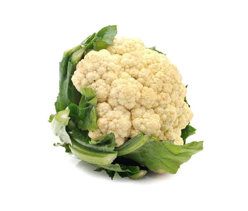 Single Whole Cauliflower on White Background Stock Image - Image of ...