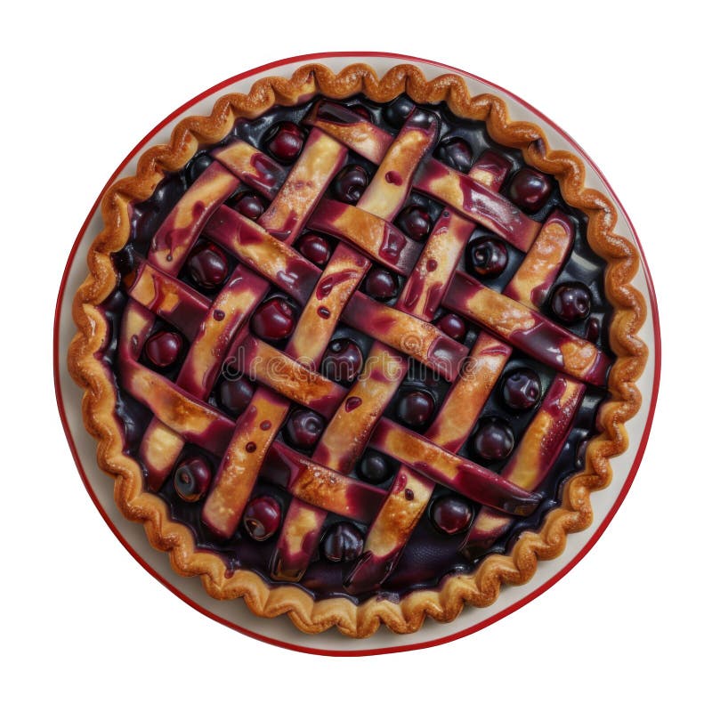 A Single Whole Cherry Pie with Lattice Crust Stock Illustration ...