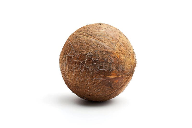 A Single Whole Coconut Placed on a White Surface Stock Image - Image of ...