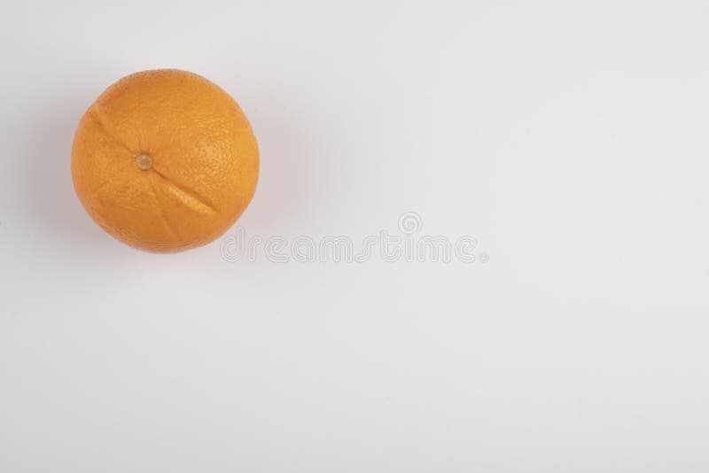 Single Whole Fresh Orange Isolated on White Surface Stock Image - Image ...