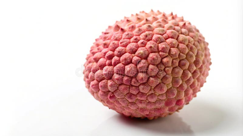 A Single Whole Pink Dragon Fruit with Green Scales and Leaves on a ...